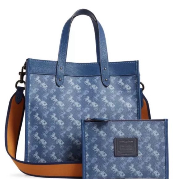 Coach | Bags | New Coach Field Tote With Horse And Carriage Print Blue ...